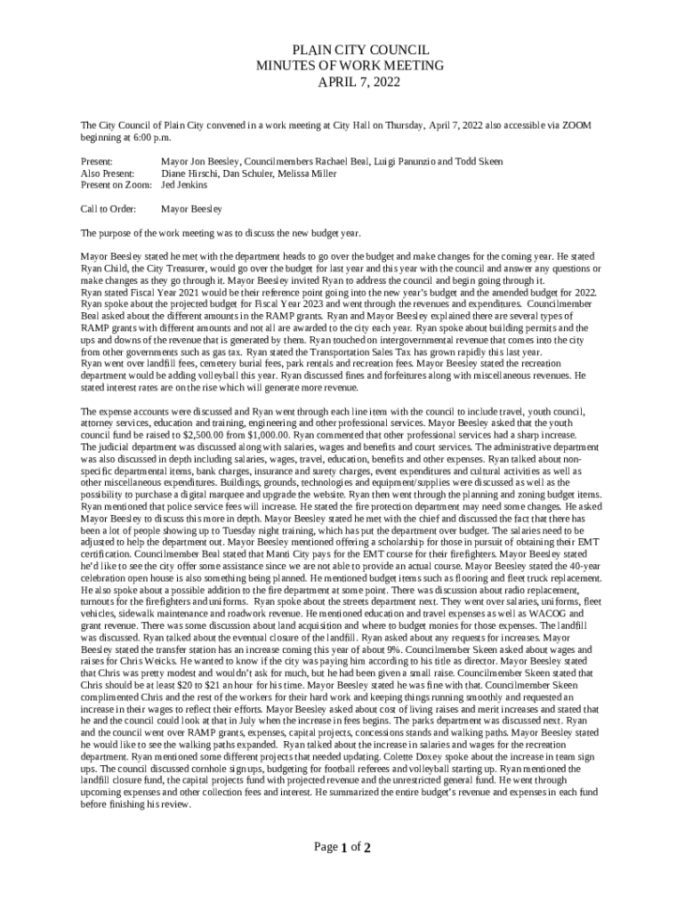 Present:Mayor Jon Beesley, Councilmembers Rachael Beal, Luigi Panunzio ...