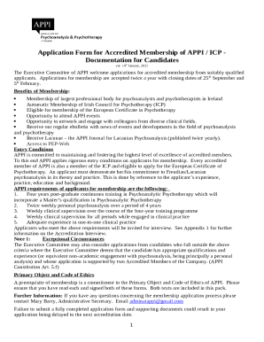 Application for Accredited Membership of APPI / ICP Doc Template ...