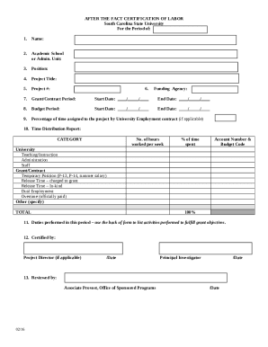 Title III Employee Time and Effort Report Doc Template | pdfFiller