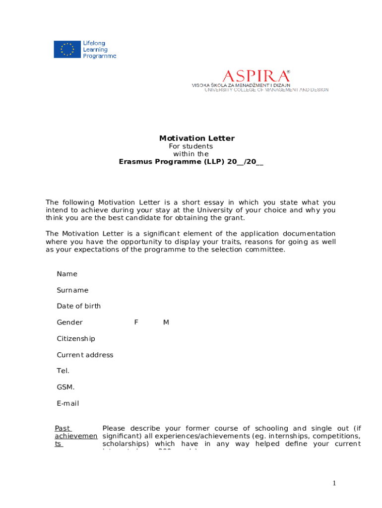 When writing a motivational statement for Erasmus Mundus ... Doc ...