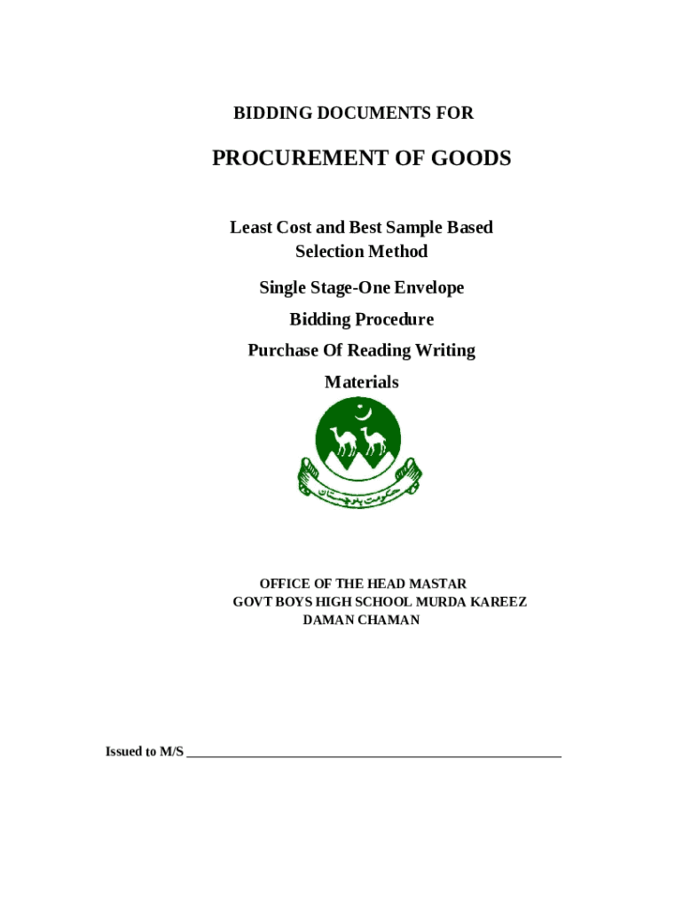 Sample: Bidding Documents For Procurement ofPDF Doc Template | pdfFiller