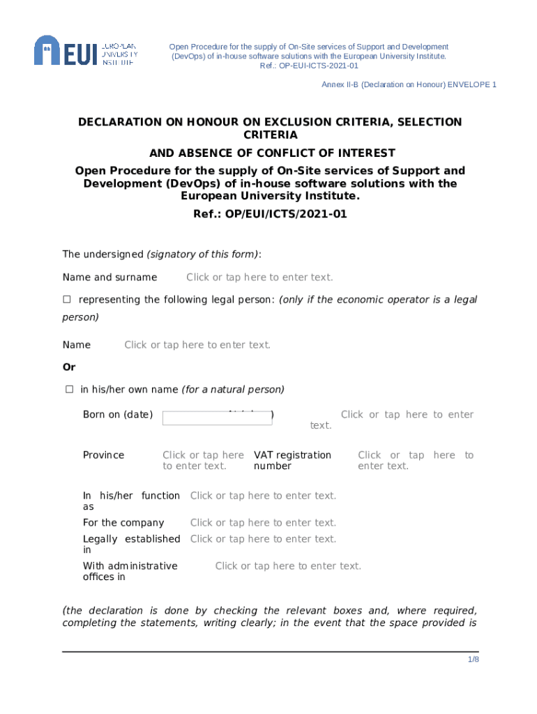 Declaration of honour with respect to the Exclusion Criteria ... Doc ...