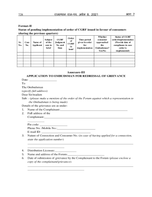 Fillable Online Review of functioning of CGRF & Ombudsman Fax Email ...