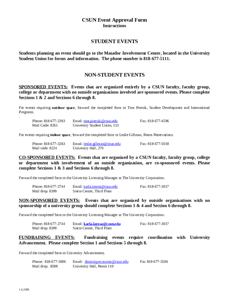 Instructions for Completing The CSUN Even Approval Doc Template | pdfFiller