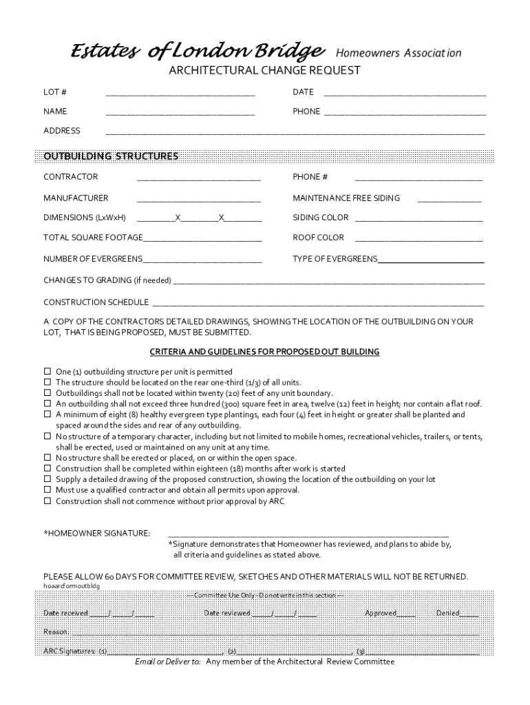 Fillable Online hoa arc form OUT BLDG.wps Fax Email Print - pdfFiller
