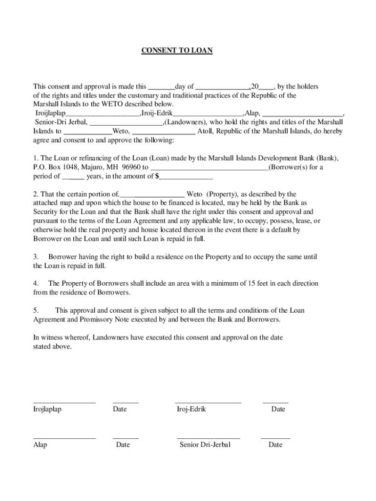 Fillable Online CONSENT TO LOAN Fax Email Print - pdfFiller
