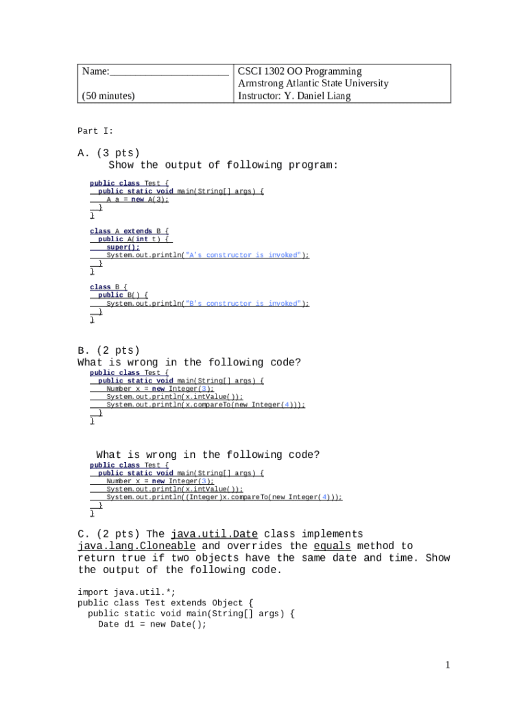 CSCI 1302 Principle of Pregramming B Test 2 (Chapters 3) ... Doc ...