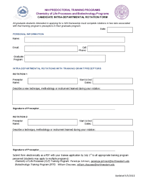 Fillable Online CANDIDATE INTRA-DEPARTMENTAL ROTATION FORM ... Fax ...