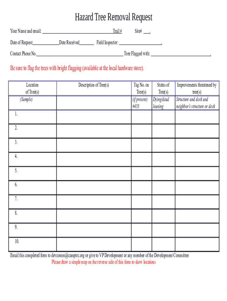 Fillable Online Hazardous Tree Inspection - Tree Care by Robert Miller ...