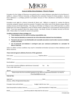 Fillable Online Preceptors are granted access to databases subscribed ...