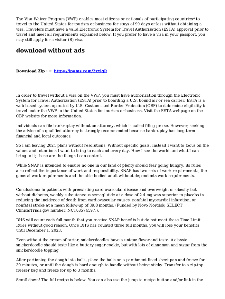 Fillable Online Visa Waiver Program and ESTA application Fax Email ...