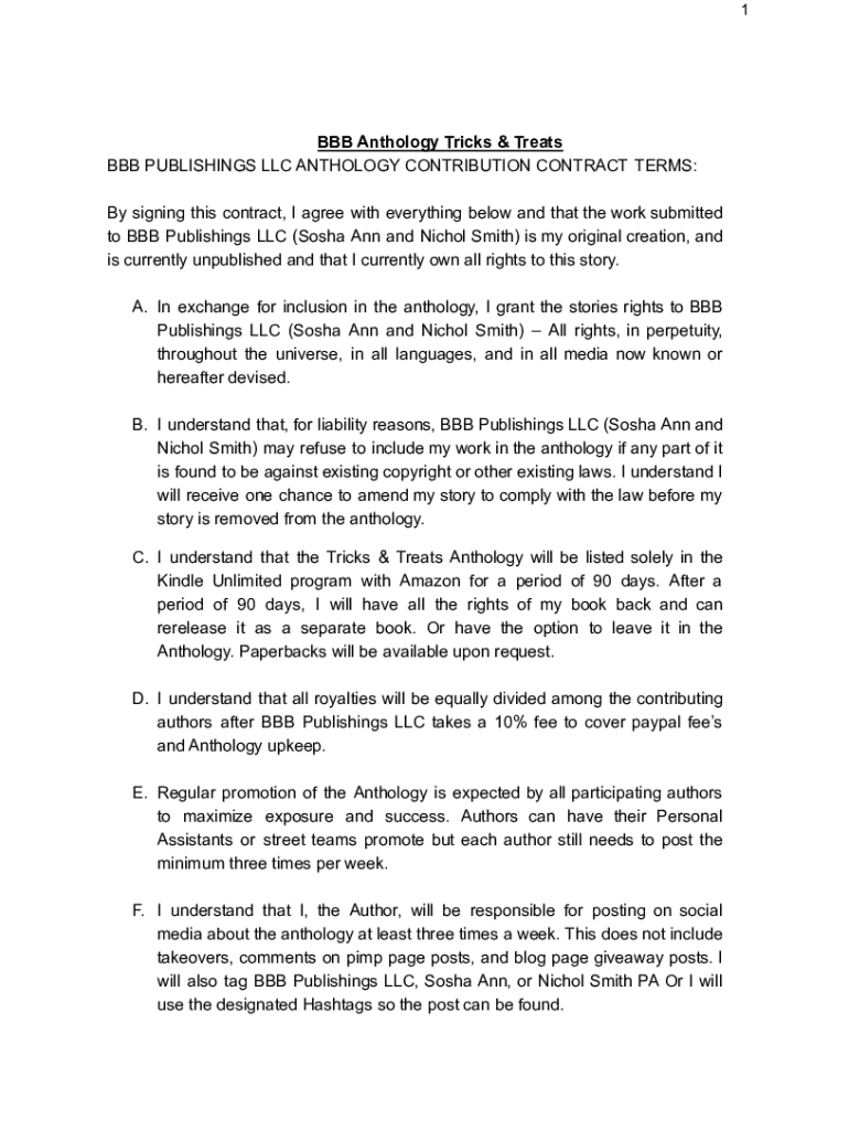 Fillable Online Sample Anthology Author Contract Fax Email Print ...