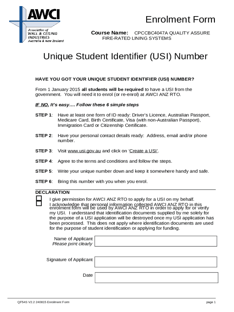 What is a Unique Student Identifier (USI), why do I need ... Doc Template | pdfFiller