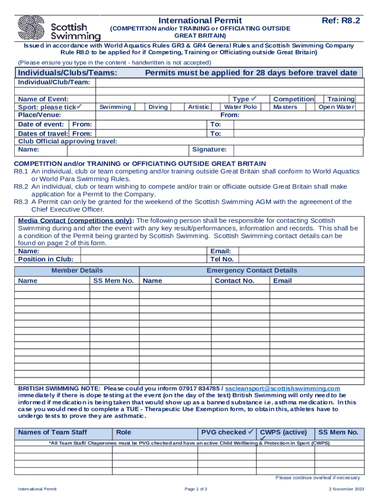 International Permit and Clearance Doc Template | pdfFiller