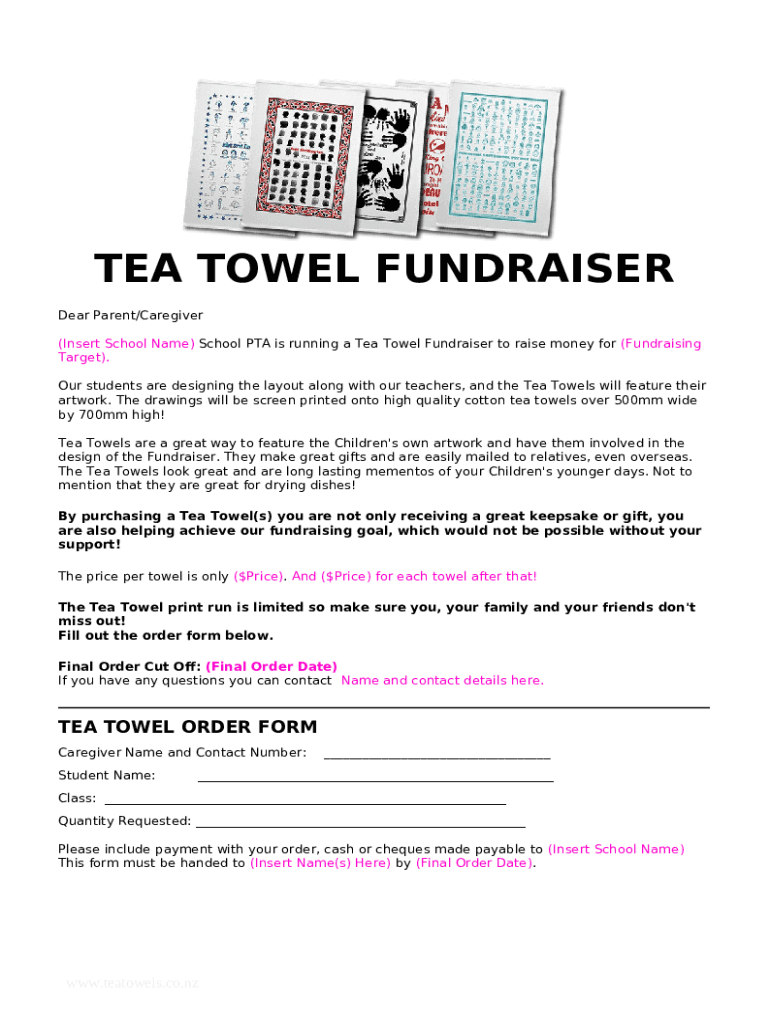 Fundraising Tea TowelsBeautiful keepsakes for your school Doc Template ...