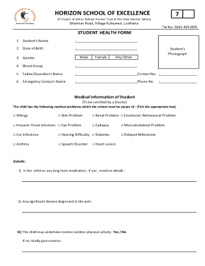Fillable Online 7 Student Health Form Fax Email Print - pdfFiller