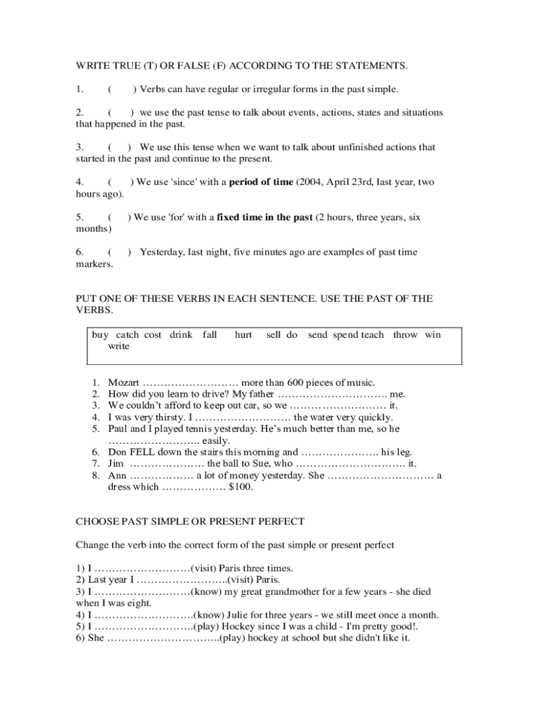 Fillable Online Write True T Or False F According To The Fax