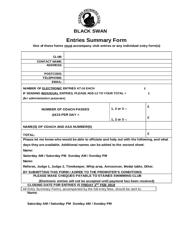 Entries Summary Doc Template | pdfFiller