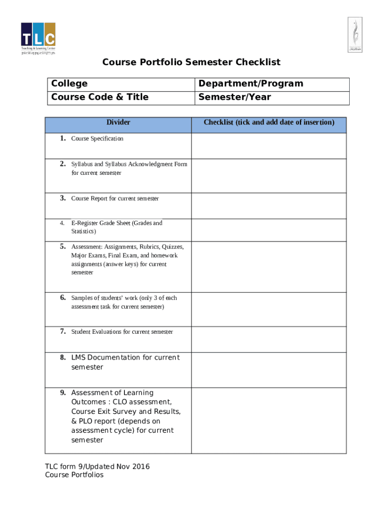 COE GPC Sample Syllabi Template / Checklist Doc Template | pdfFiller