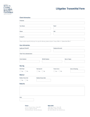 Fillable Online Litigation Transmittal Form Fax Email Print - pdfFiller