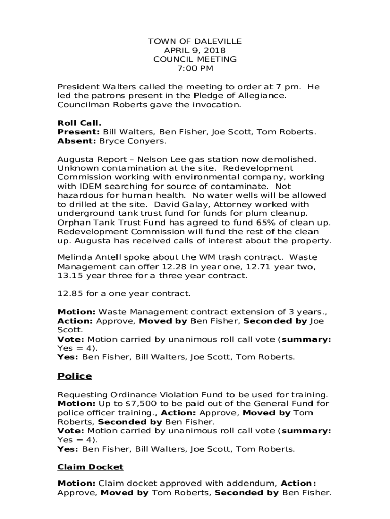 Call To Order Pledge Of Allegiance/Invocation Roll ... Doc Template ...