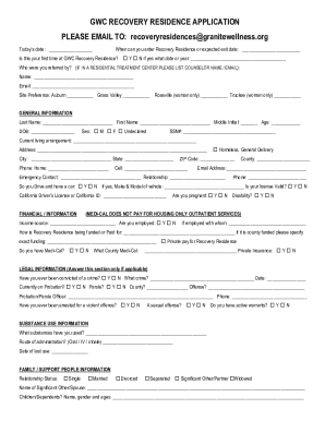 Fillable Online APPLICATION FOR RENEWAL RECOVERY RESIDENCE Fax Email ...