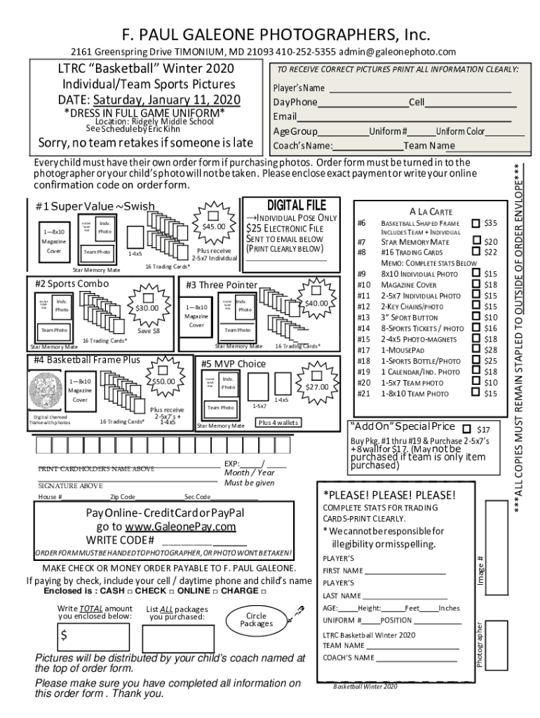 Fillable Online PAUL GALEONE PHOTOGRAPHERS, Inc Fax Email Print - pdfFiller