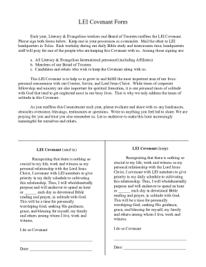 Fillable Online LEI Covenant Form Fax Email Print - pdfFiller