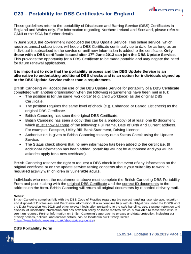 The Disclosure and Barring Service (DBS) Doc Template | pdfFiller