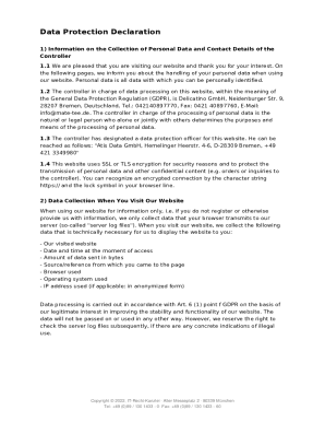 Fillable Online Data Protection Declaration - IT-Recht Kanzlei Fax Email Print - pdfFiller