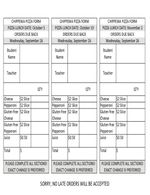 Fillable Online pizza day order form.xlsx Fax Email Print - pdfFiller