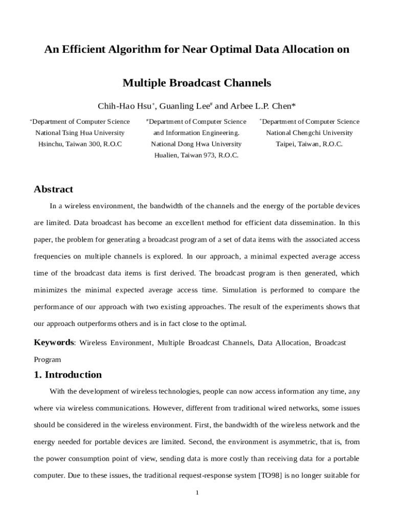 An Efficient Algorithm for Near Optimal Data Allocation on ... - make ... An Efficient Algorithm for Near Optimal Data Allocation on ... - make ...