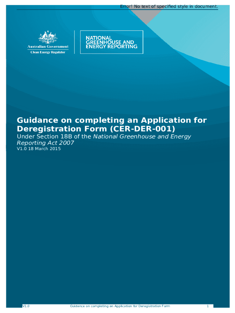 Deregistration application guidance Doc Template | pdfFiller