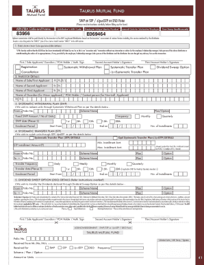 Fillable Online Taurus Mutual Fund Common Applicaiton Form Fax Email ...