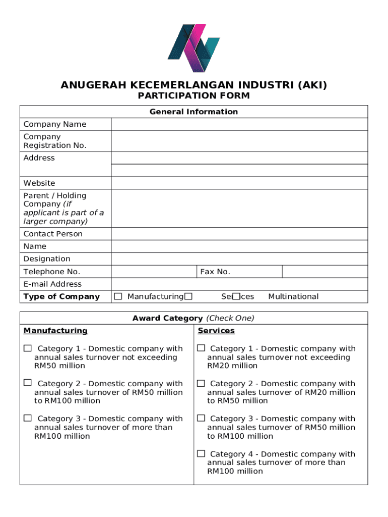 anugerah kecemerlangan industri (aki) participation Doc Template ...