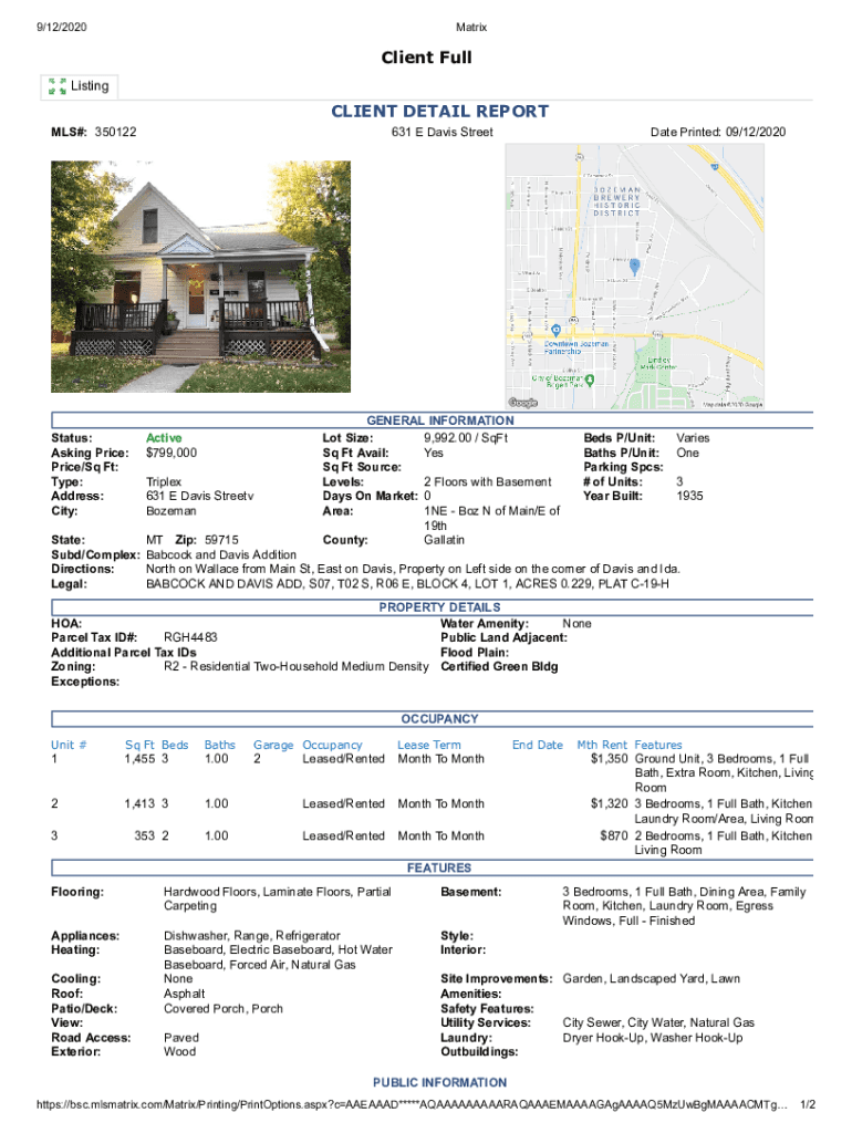 Fillable Online Client Full CLIENT DETAIL REPORT - McCaw, DeVries ...