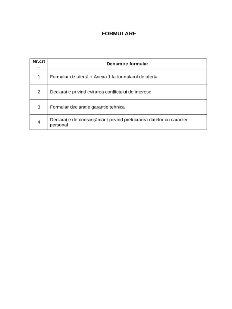 PROCEDURA DE CERERE DE OFERTE Doc Template | pdfFiller