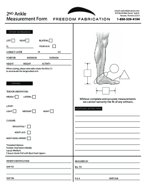 Fillable Online Measurement Forms - Freedom Fabrication Custom Orthoses ...