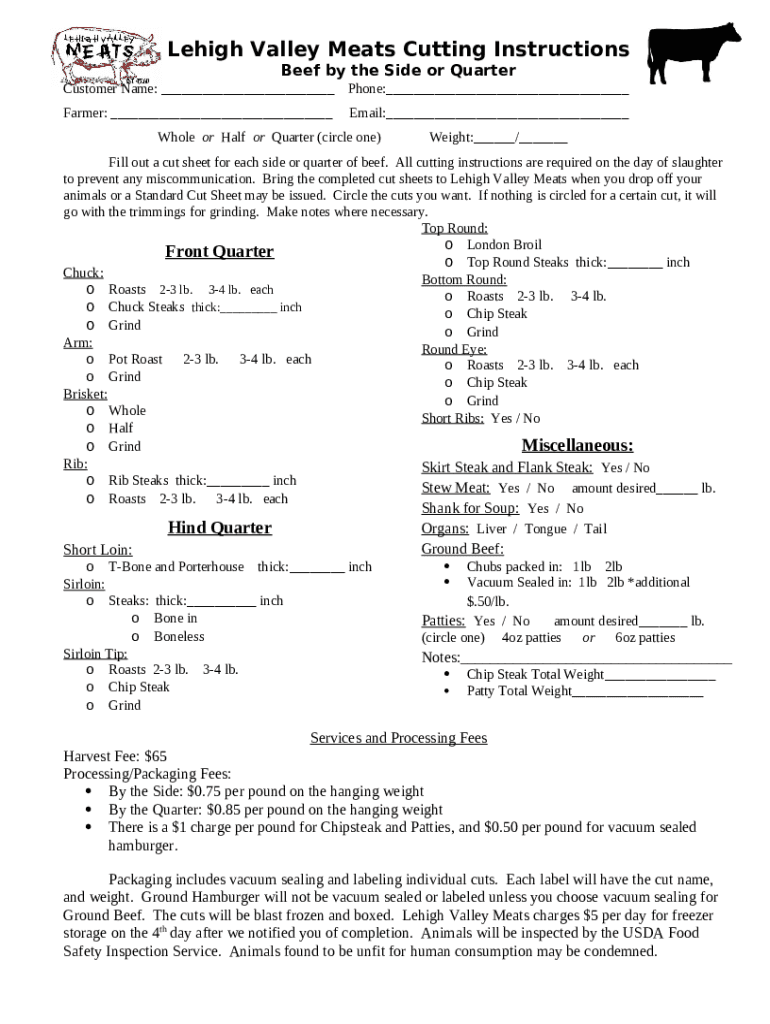 Hind Quarter Doc Template | pdfFiller