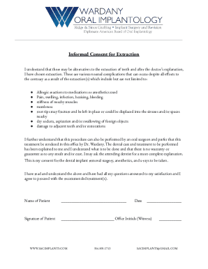 Fillable Online Dental Extraction Consent Form Template Fax Email Print ...