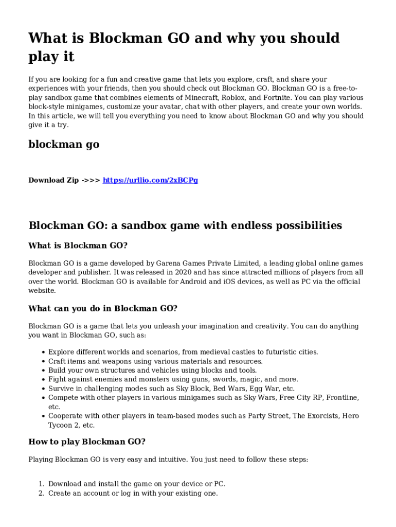 Fillable Online Blockman Go Fax Email Print - pdfFiller