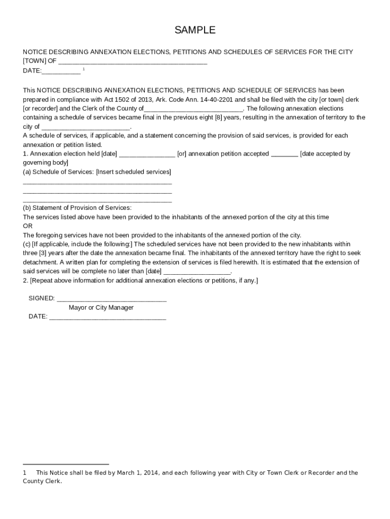 Sample Notice Describing Annexation ... Doc Template | pdfFiller