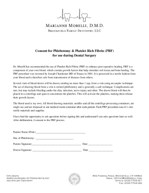 Fillable Online Consent for drawing blood and Platelet Rich Fibrin for ...