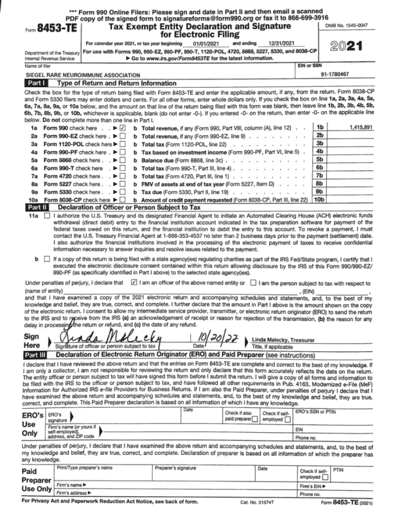 Fillable Online Tax Exempt Entity Declaration And Signature For Electronic Fax Email Print