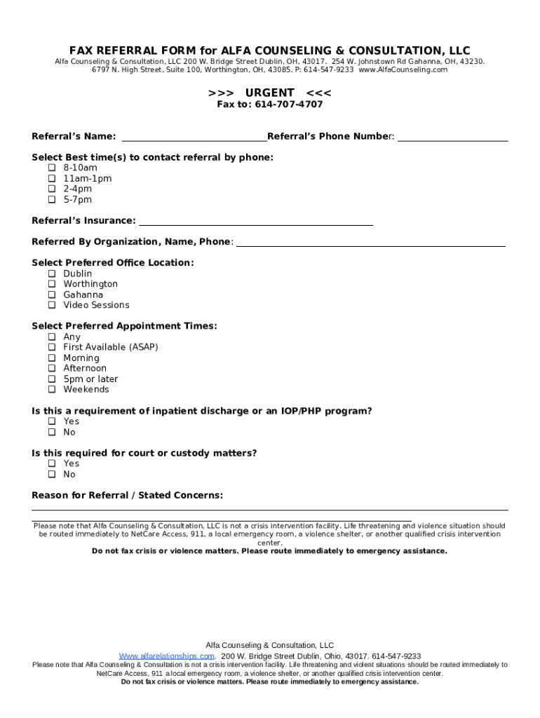 Fax Referral -2 Doc Template | pdfFiller