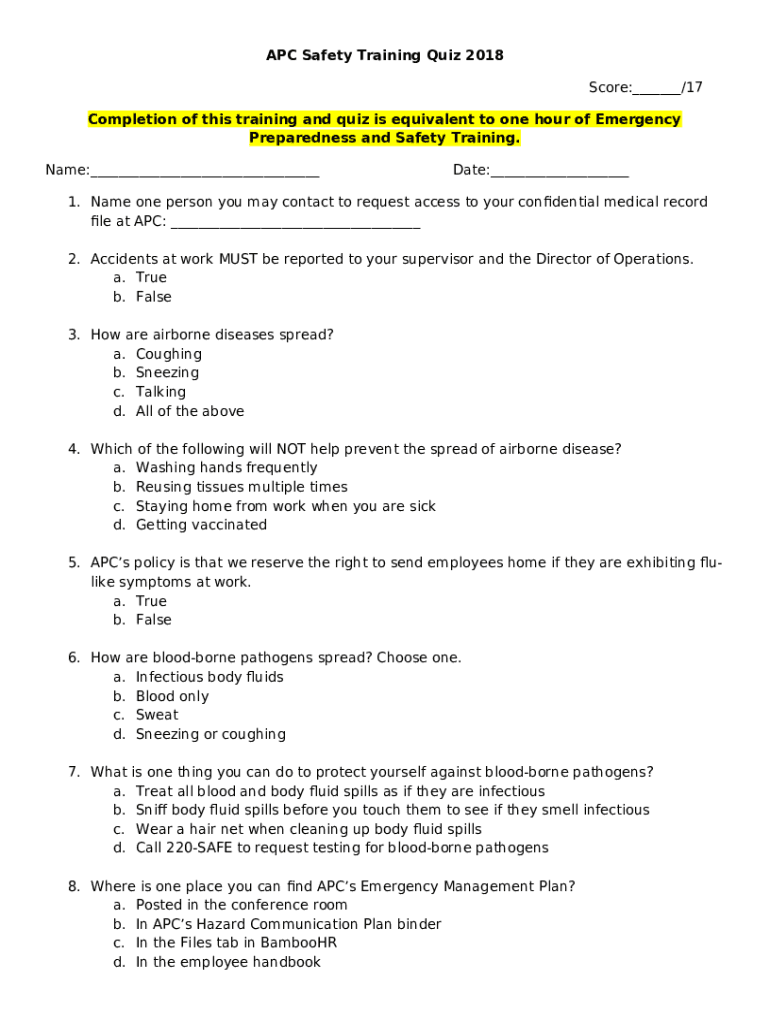 OCCUPATIONAL SAFETY AND HEALTH COMPLIANCE ... Doc Template | pdfFiller