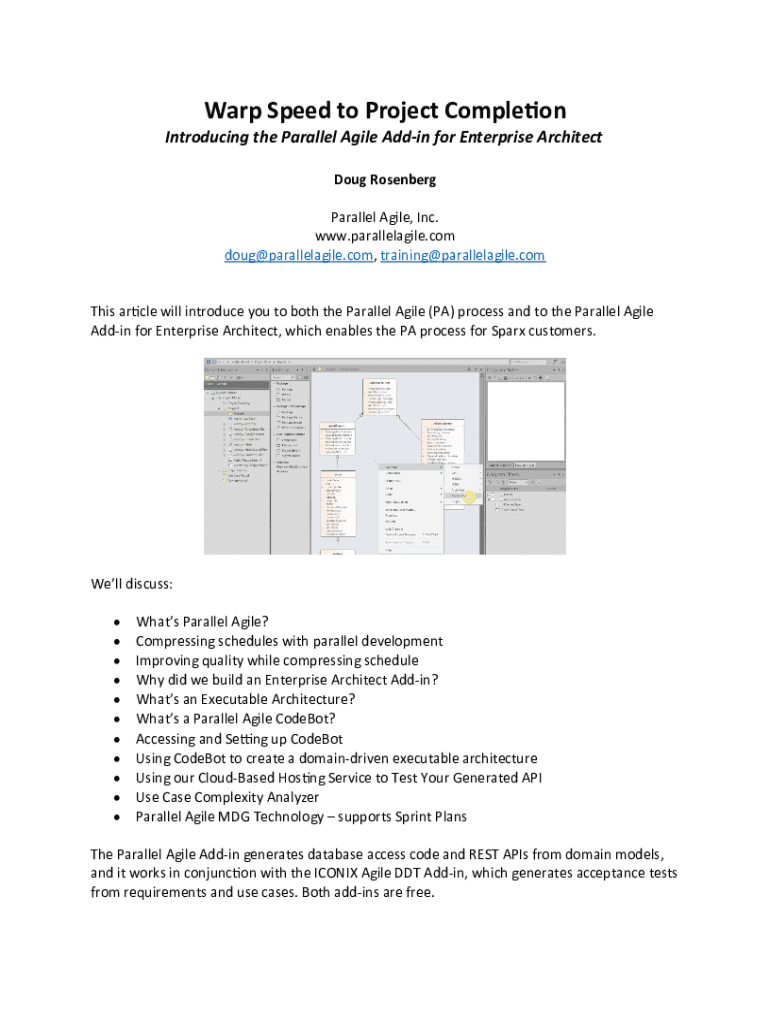 Fillable Online Introducing the Parallel Agile Add-in for Enterprise Architect Fax Email Print ...