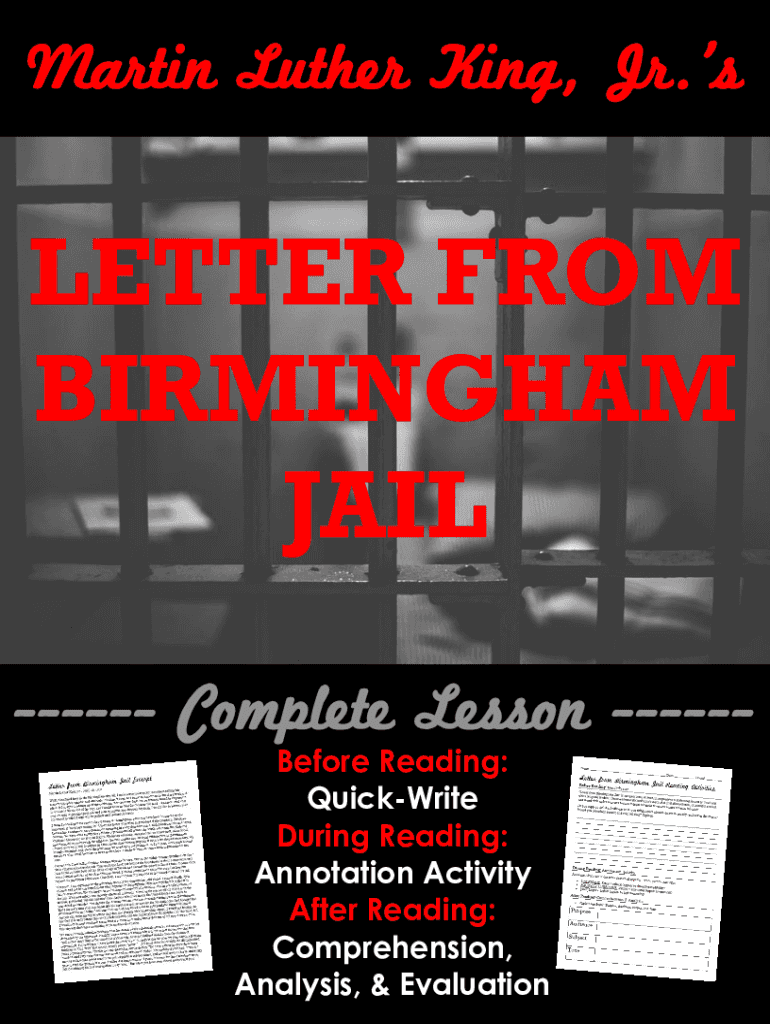 Fillable Online MLK Jr.'s "Letter from a Birmingham Jail," racism and ...
