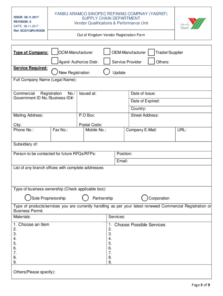 Fillable Online Yanbu Aramco Sinopec Refining Company (YASREF) Ltd. Fax ...