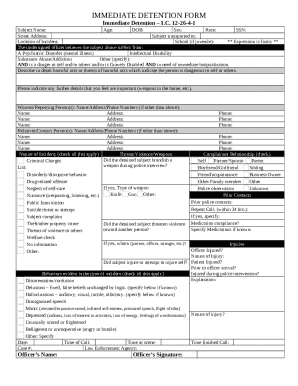 Hamilton County Immediate Detention Doc Template | pdfFiller